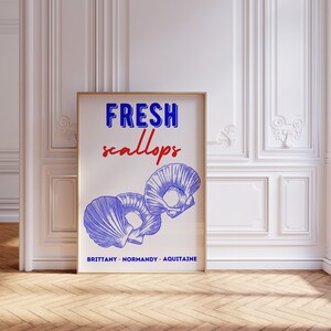 Scallop Print, French Seafood Poster, Nautical Print, Coastal Grandma ...