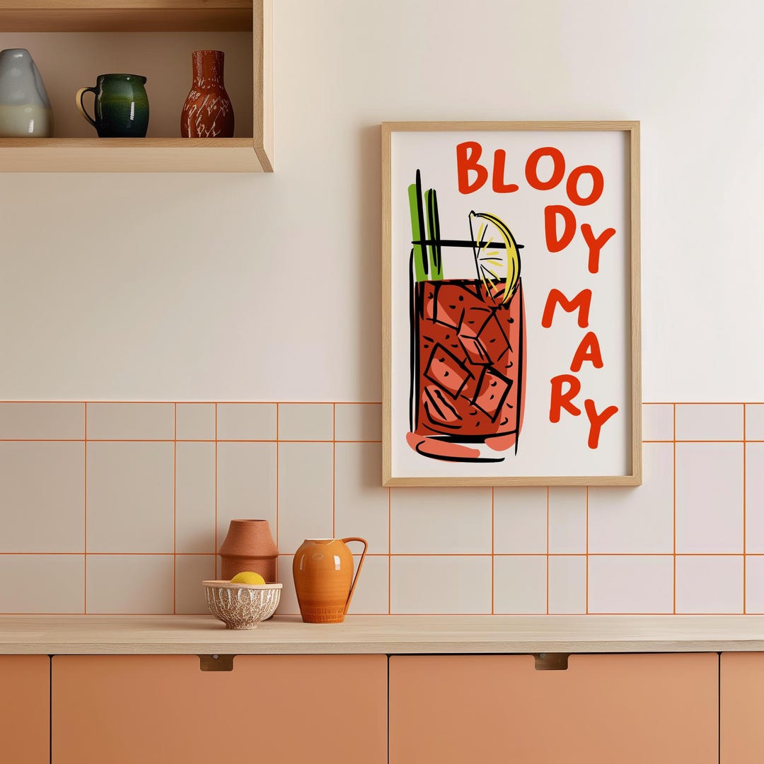 Bloody Mary Wall Art Print, Fun Bloody Mary Cocktail Poster, Home Bar ...