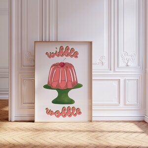 Pink Jello Print, Wibble Wobble Jelly Poster, Retro Dessert Poster ...