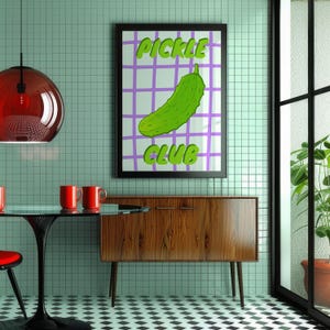 Pickle Club Print, Pickle Lover Printable Poster, Aesthetic Retro ...