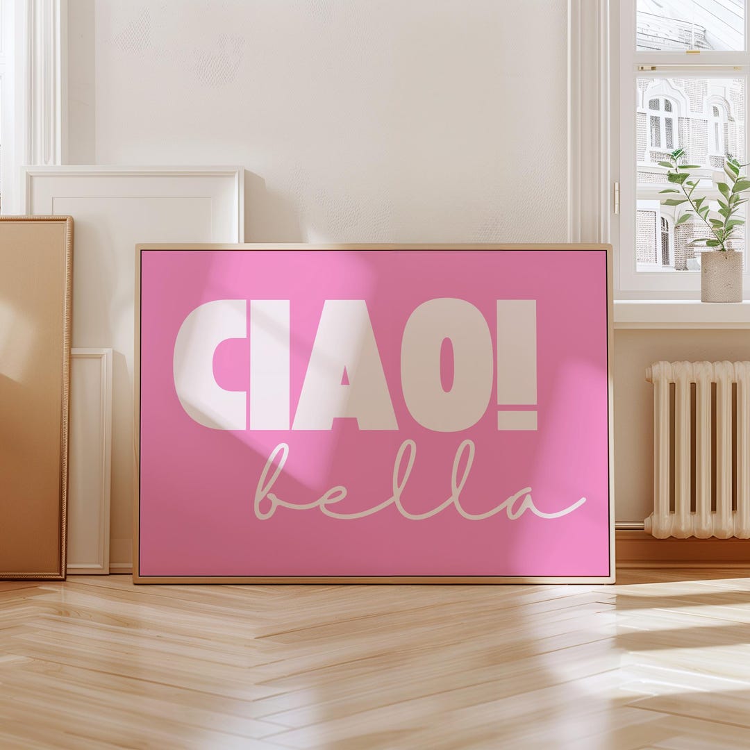 Ciao Bella Art Print, Bold Typography Poster, Italian Wall Art, Cute ...