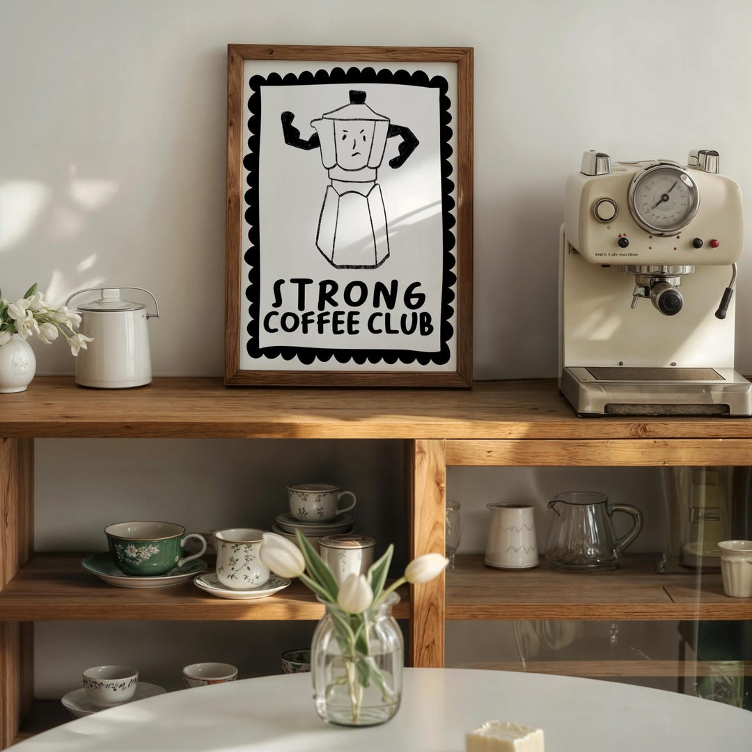 Moka Pot Print, Strong Coffee Club Poster, Coffee Lover Gift - Etsy
