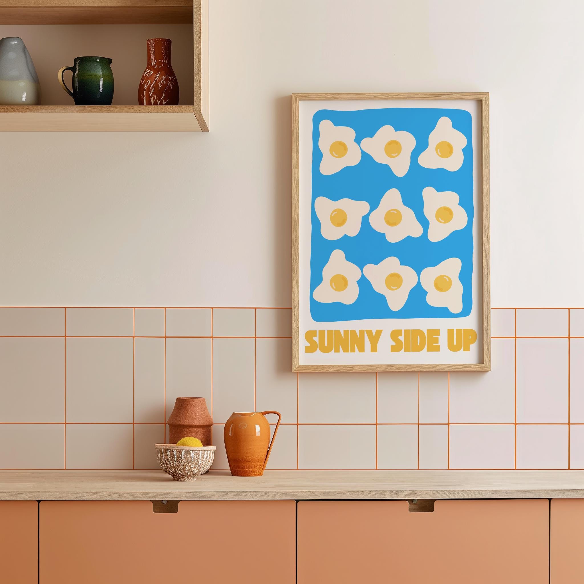 Sunny Side up Print, Fried Egg Poster, Breakfast Nook Art, Kitchen ...