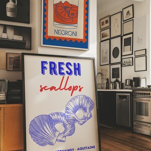 Scallop Print, French Seafood Poster, Nautical Print, Coastal Grandma ...