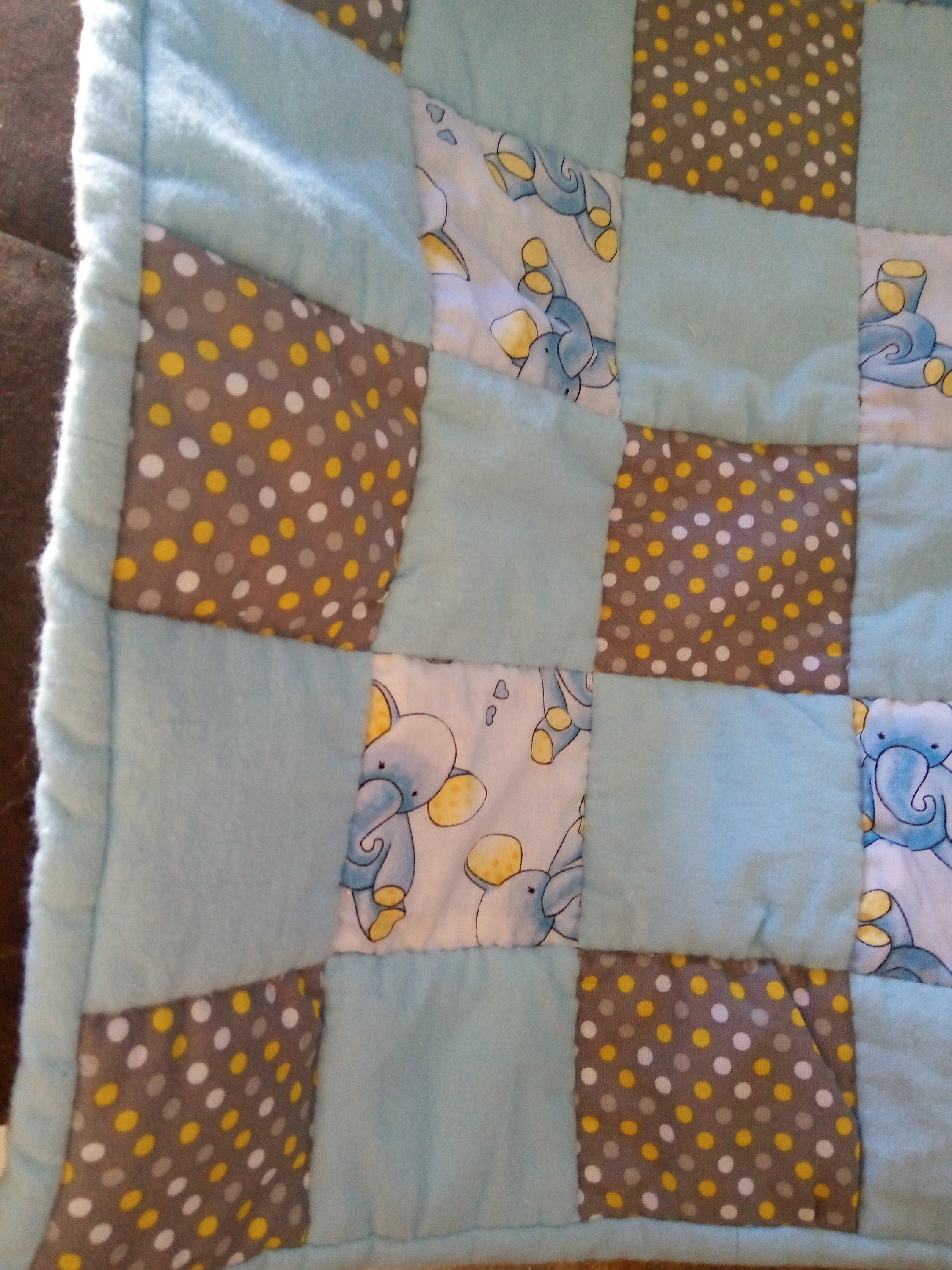 Baby Boy Quilt Blue With Elephants Hand Quilted - Etsy