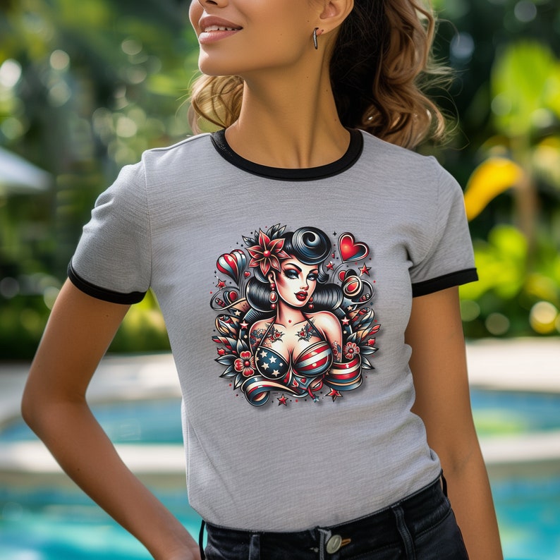 Pin Up Girl T Shirt Traditional Tattoo Inked T Shirt Tattoo Lover