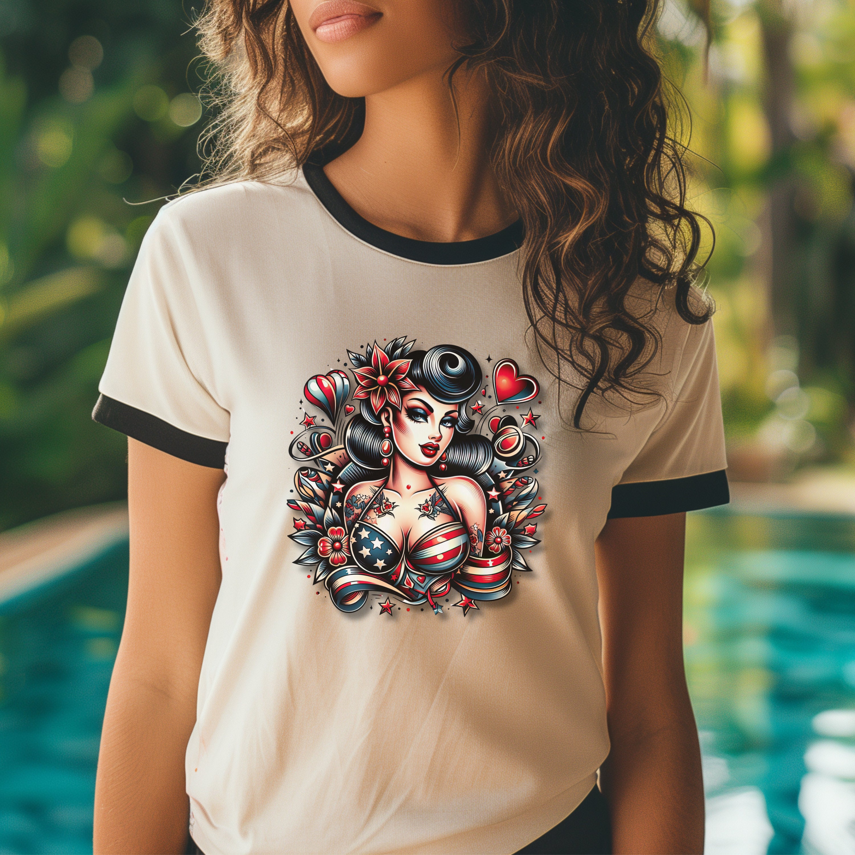 Pin Up Girl T Shirt Traditional Tattoo Inked T Shirt Tattoo Lover
