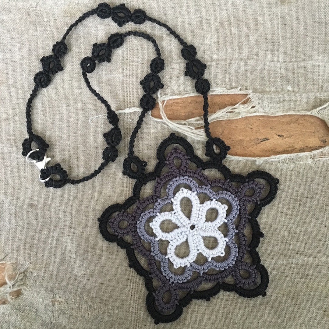 Black Star - Tatted Lace Necklace - Ombre Colors - Etsy