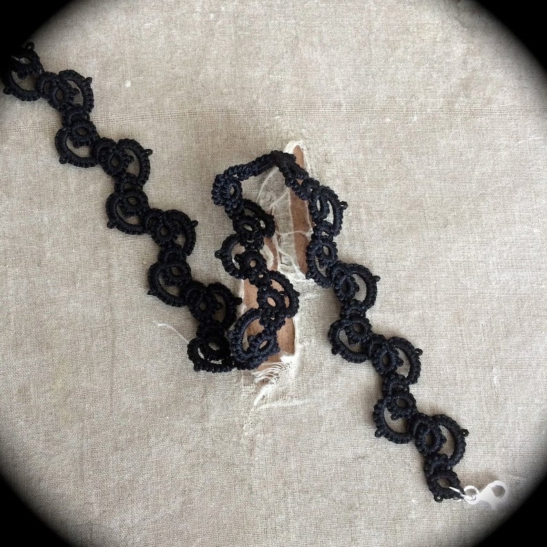 Tatted Lace Choker Necklace Rickrack Black - Etsy