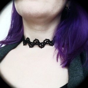 Tatted Lace Choker Necklace - Rickrack - Black - Etsy