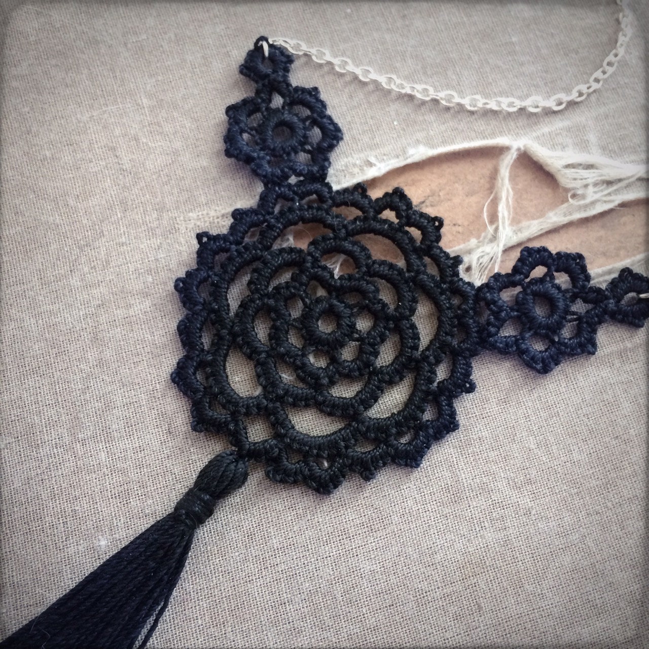Tatted Lace Tassel Necklace Rosette - Etsy Israel