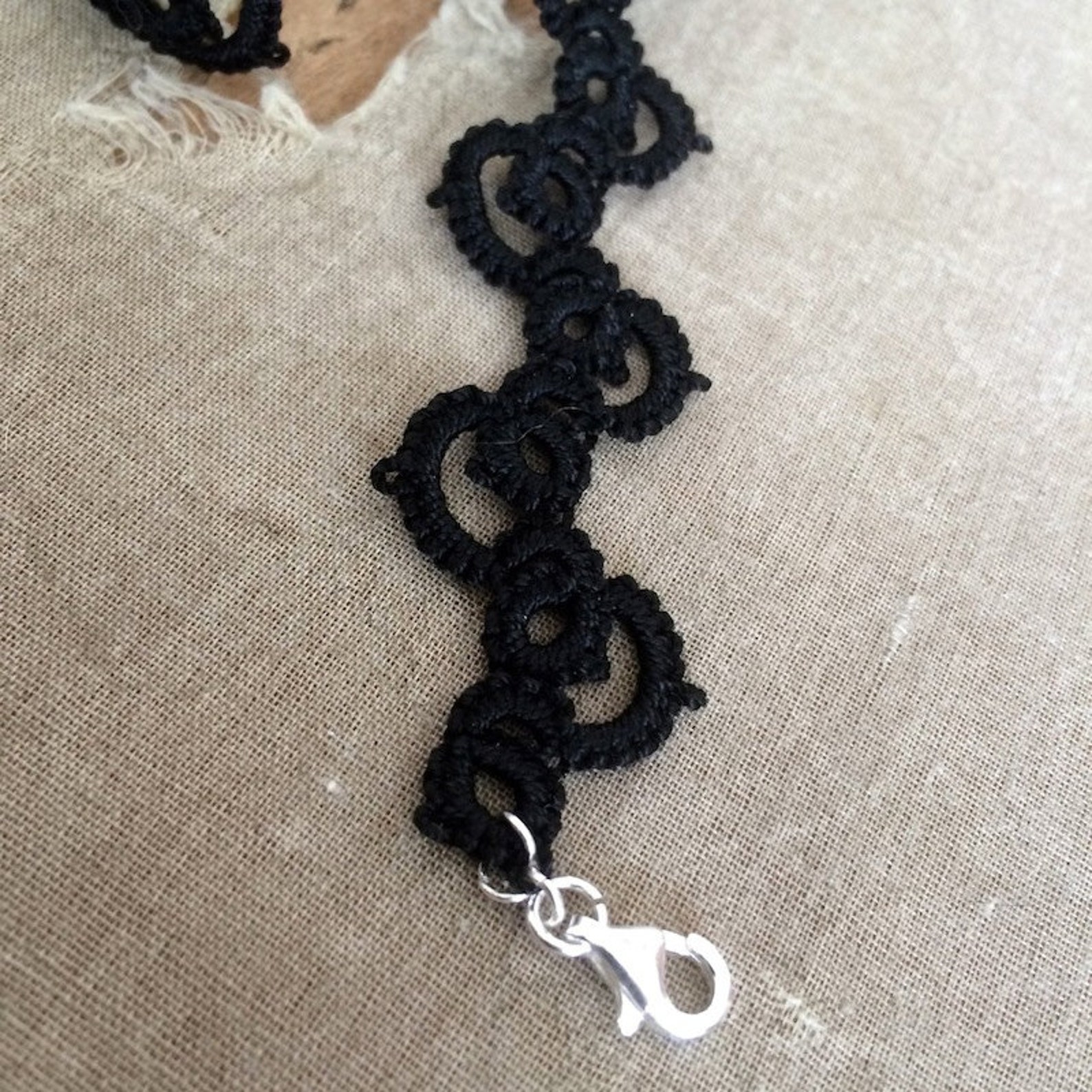 Tatted Lace Choker Necklace Rickrack Black - Etsy