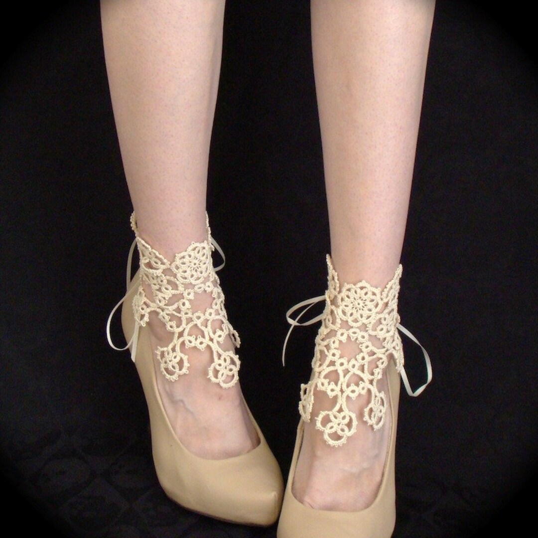 In Bloom Ankle Corsets - Tatted Lace Accessories - Ivory - Etsy