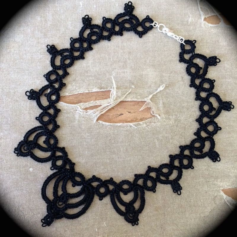 Tatted Lace Choker Necklace Bleeding Heart Flower Black - Etsy