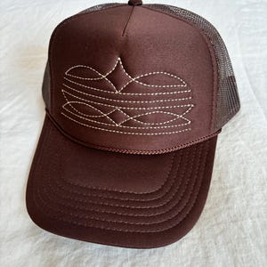 Embroidered Boot Stitch Trucker Hat - Customizable Western Cap - Etsy