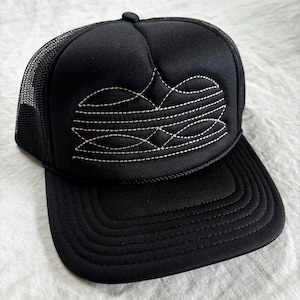 Embroidered Boot Stitch Trucker Hat - Customizable Western Cap - Etsy