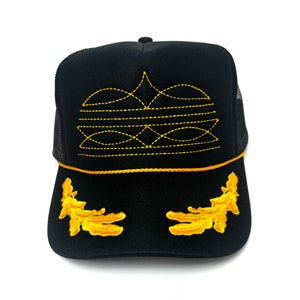 Embroidered Boot Stitch Trucker Hat - Customizable Western Cap - Etsy