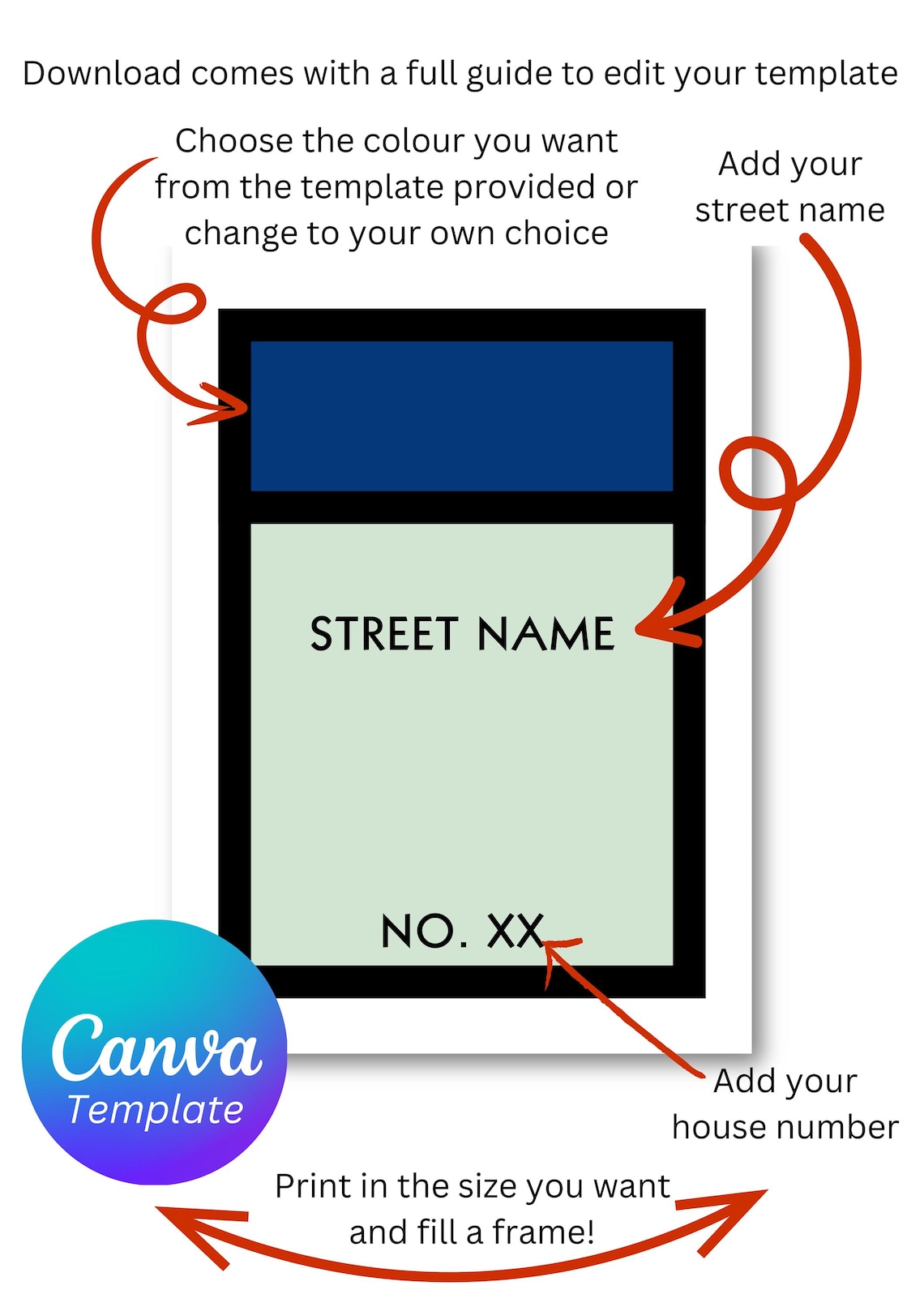 Set of 8 Street Names, Wall Art, Editable Canva Template With Full ...