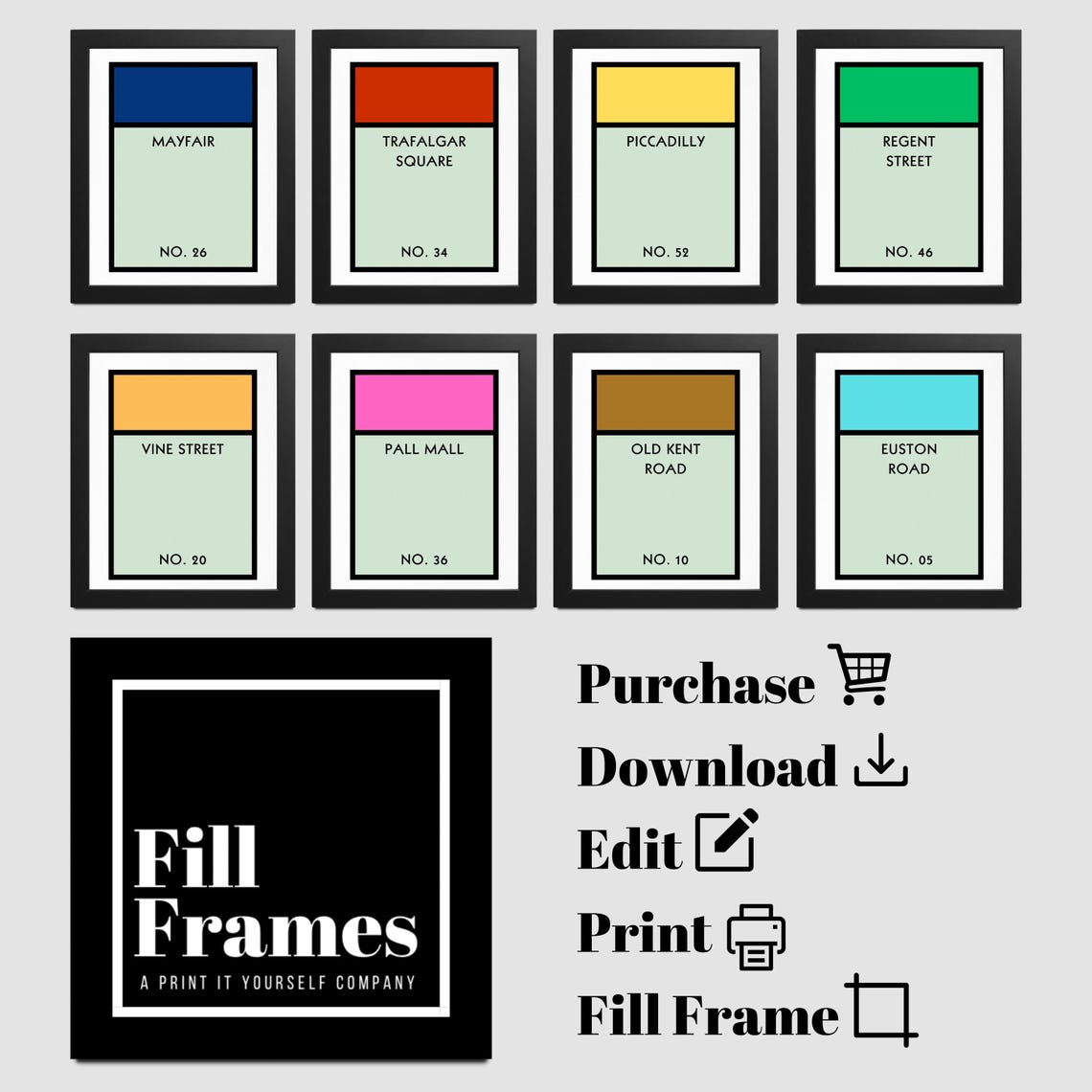 Set of 8 Street Names, Wall Art, Editable Canva Template With Full ...