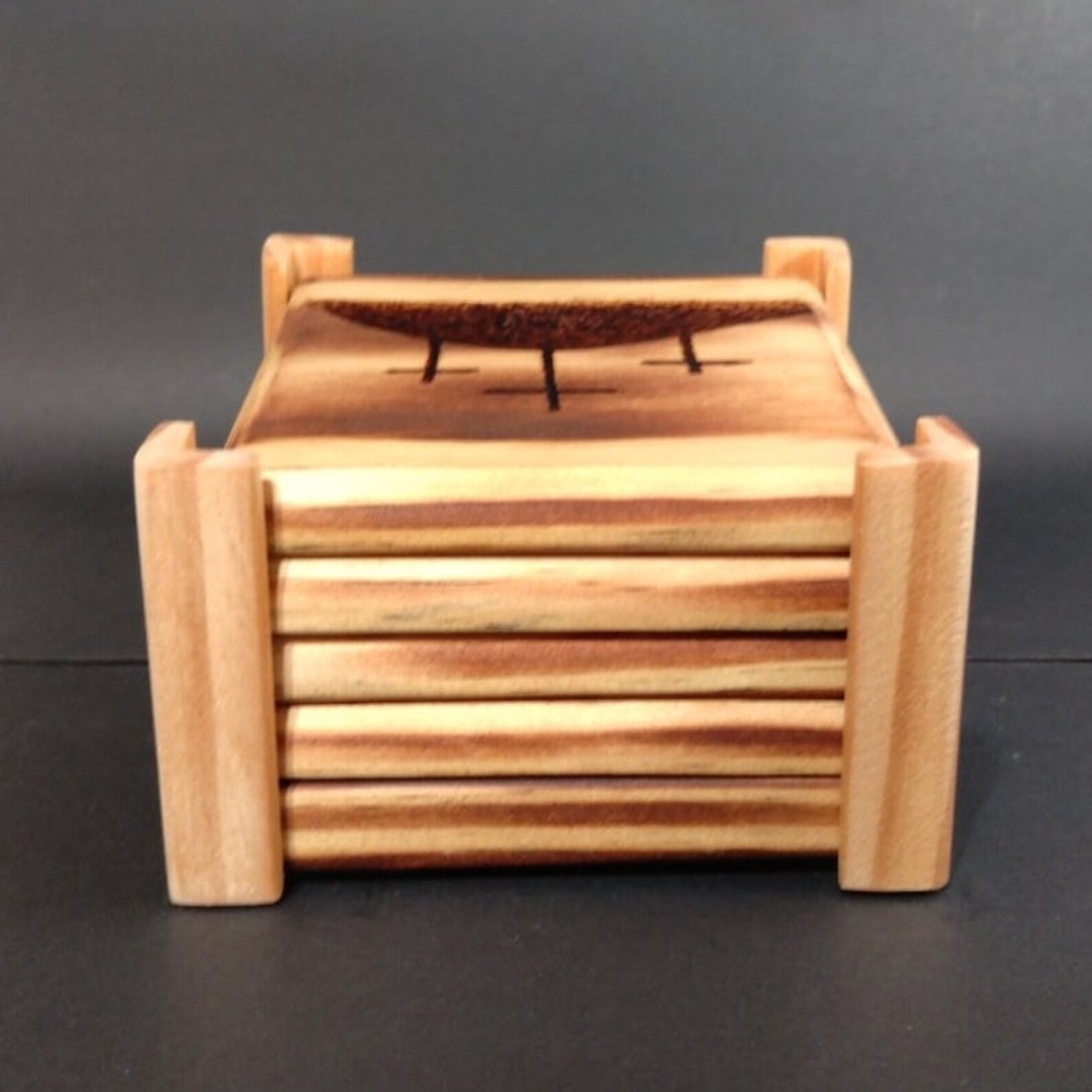 Rustic Wooden Coasters With Holder set of 4 - Etsy