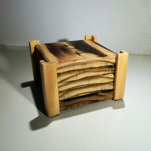 Rustic Wooden Coasters With Holder (set of 4) - Etsy