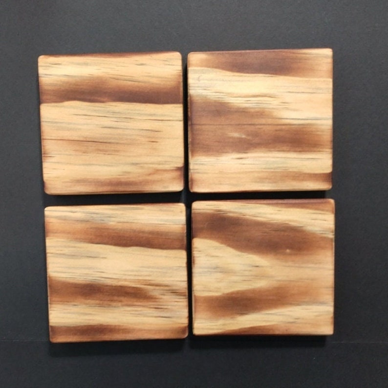 Rustic Wooden Coasters With Holder set of 4 - Etsy