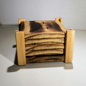 Rustic Wooden Coasters With Holder (set of 4) - Etsy