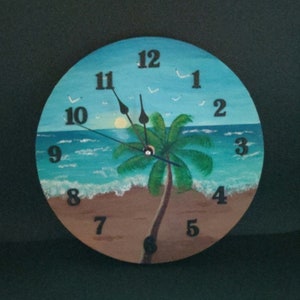 Round Tropical Beach Wall Clock Handcrafted & Painted - Etsy
