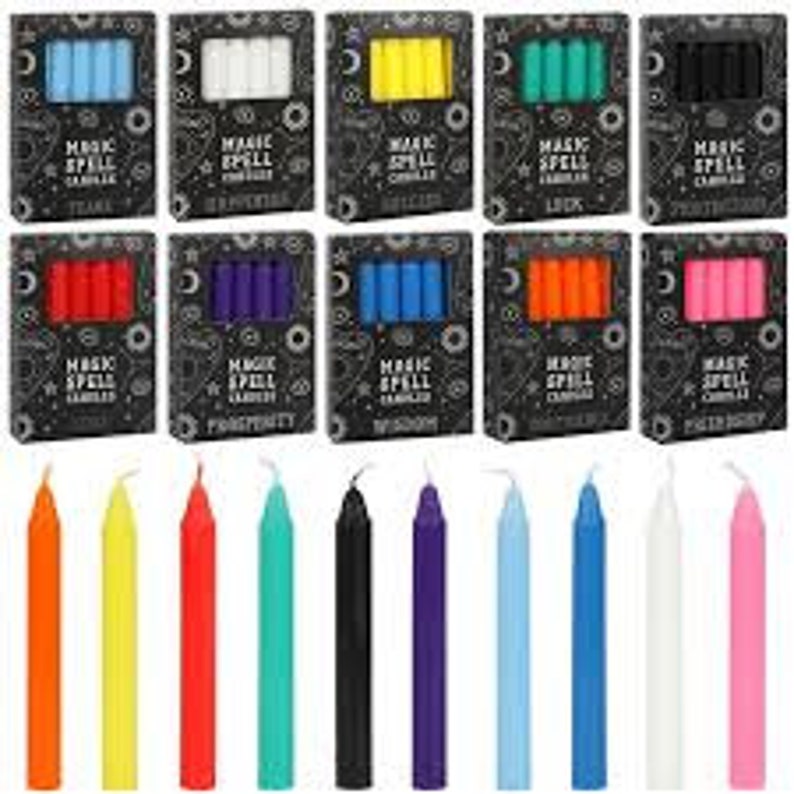 Magic Spell Candles Varied Colors and Intentions Set of 12 - Etsy