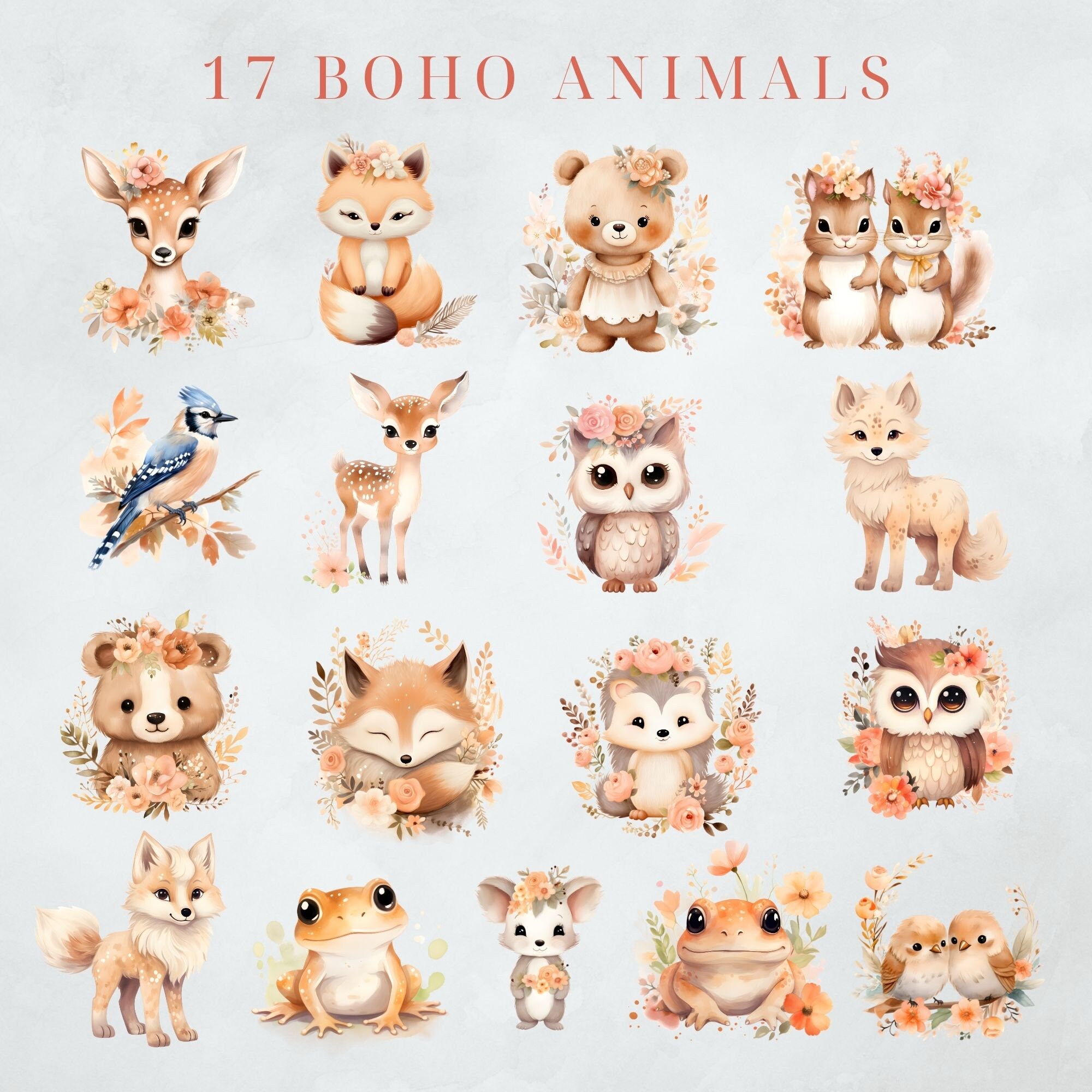 Watercolor Boho Woodland Transparent Png Boho Style Animals Transparent ...