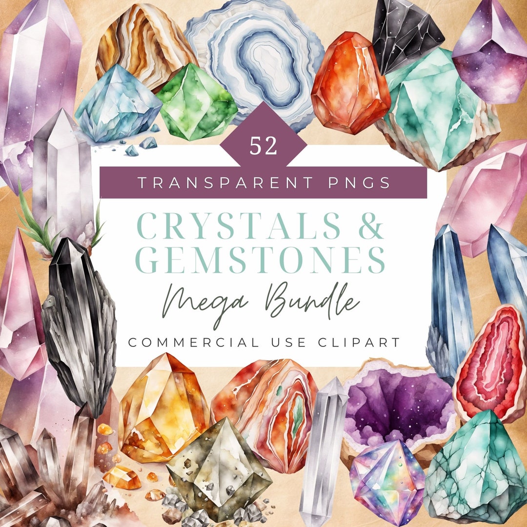 Watercolor Crystal PNG Gemstone Clipart Gems Amethyst Crystal Clipart ...