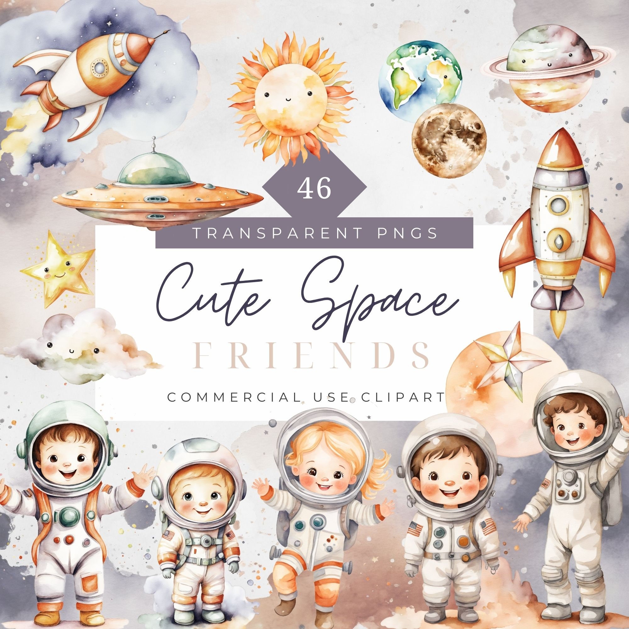 Astronaut Spaceship Planets Clipart Commercial Use Outerspace Clipart ...