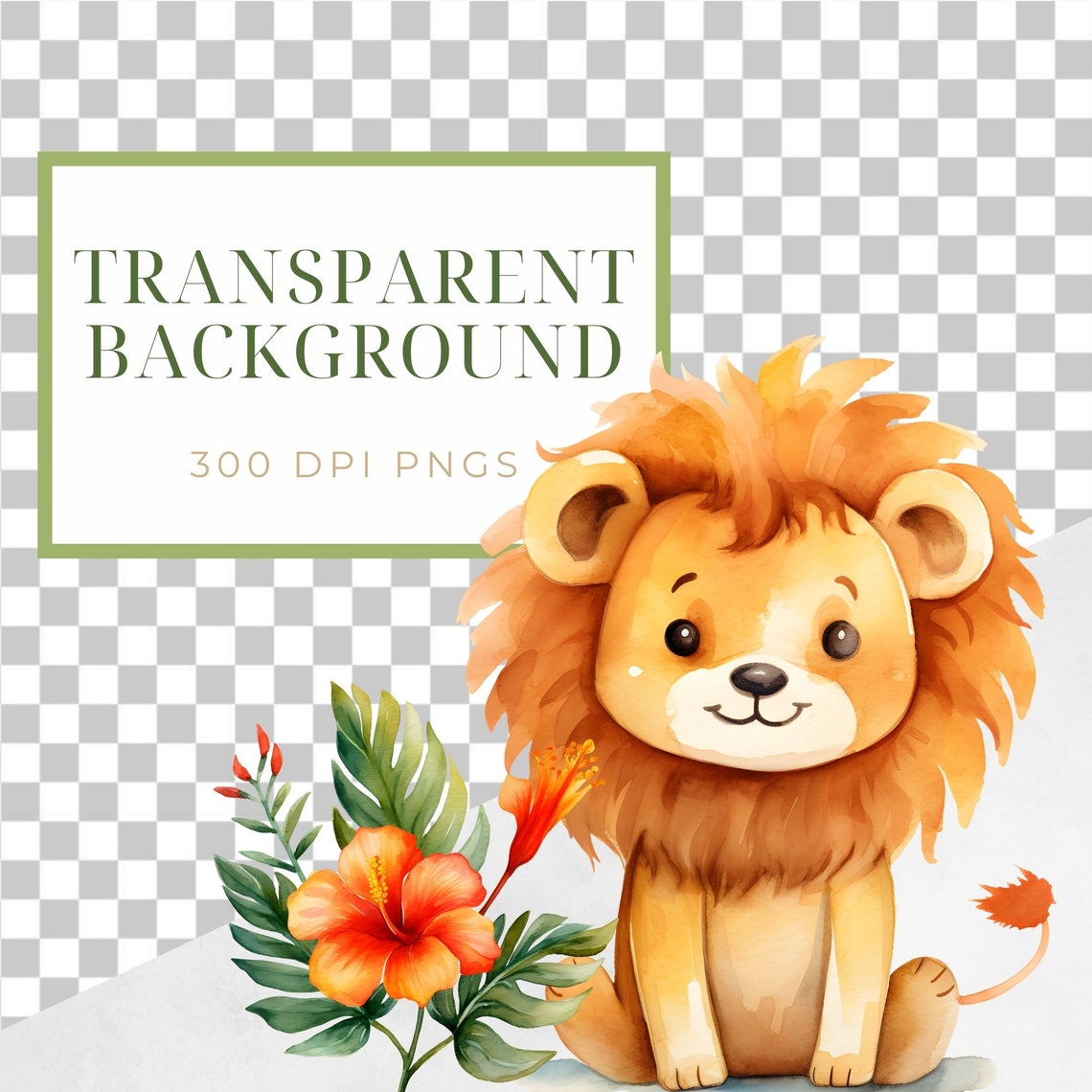 Watercolor Jungle Animals Clipart Baby Animal Png Safari Baby Animal ...