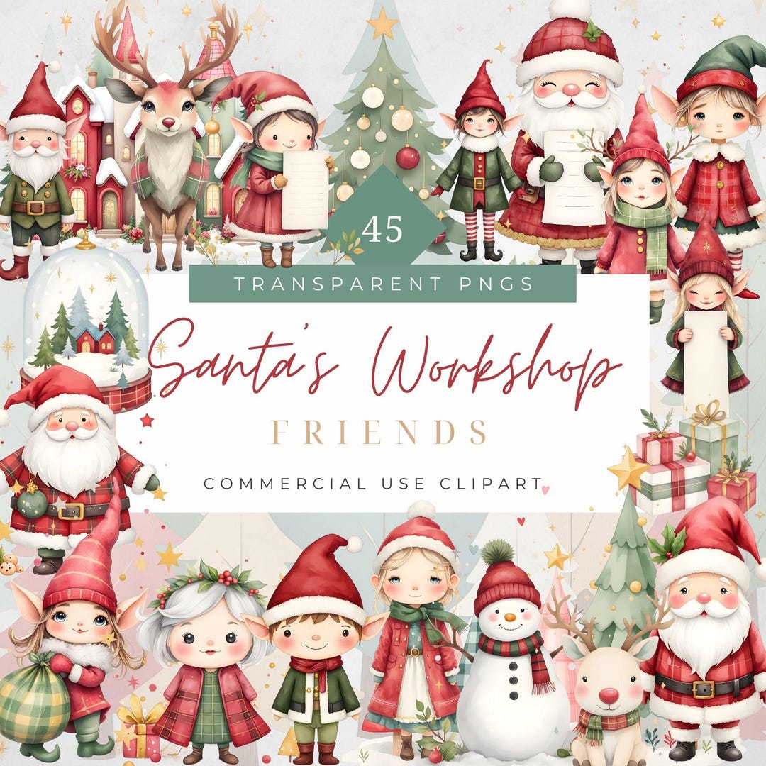Santas Workshop Clipart Mrs Claus Baking Christmas Elf Santa Junk ...