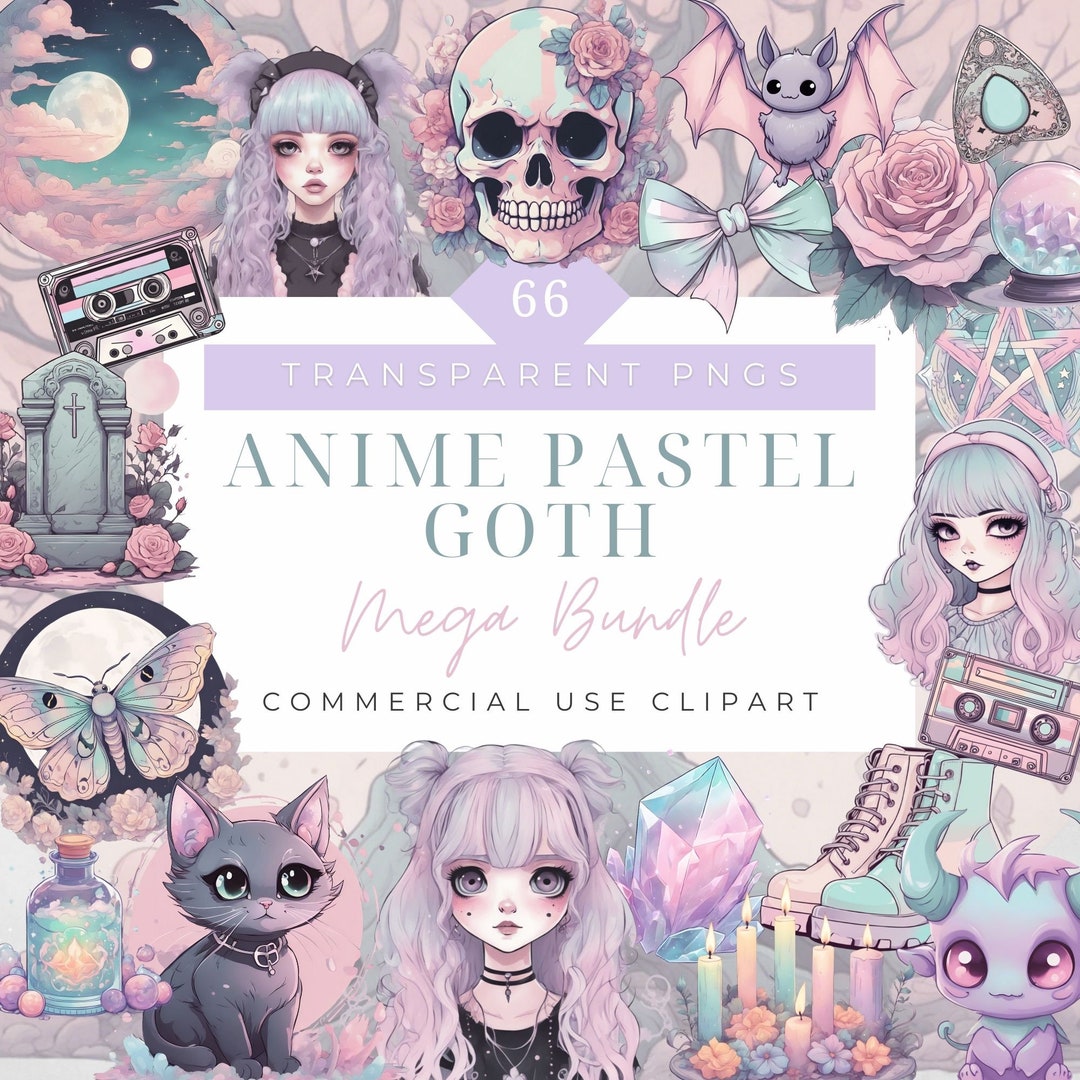Pastel Goth Clipart Pastel Color Anime Halloween Witchy Occult Gothic ...