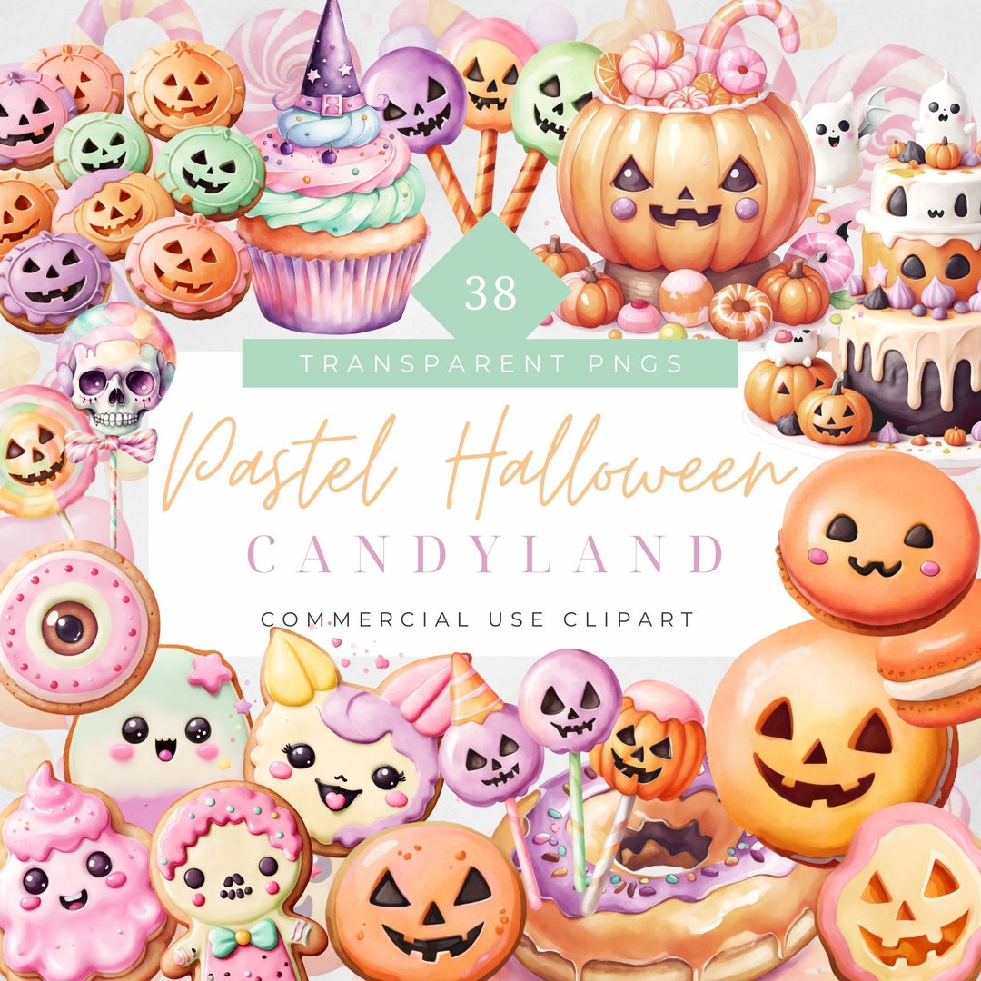 Pastel Halloween Sweets Clipart Cute Halloween Png Candyland Clipart ...