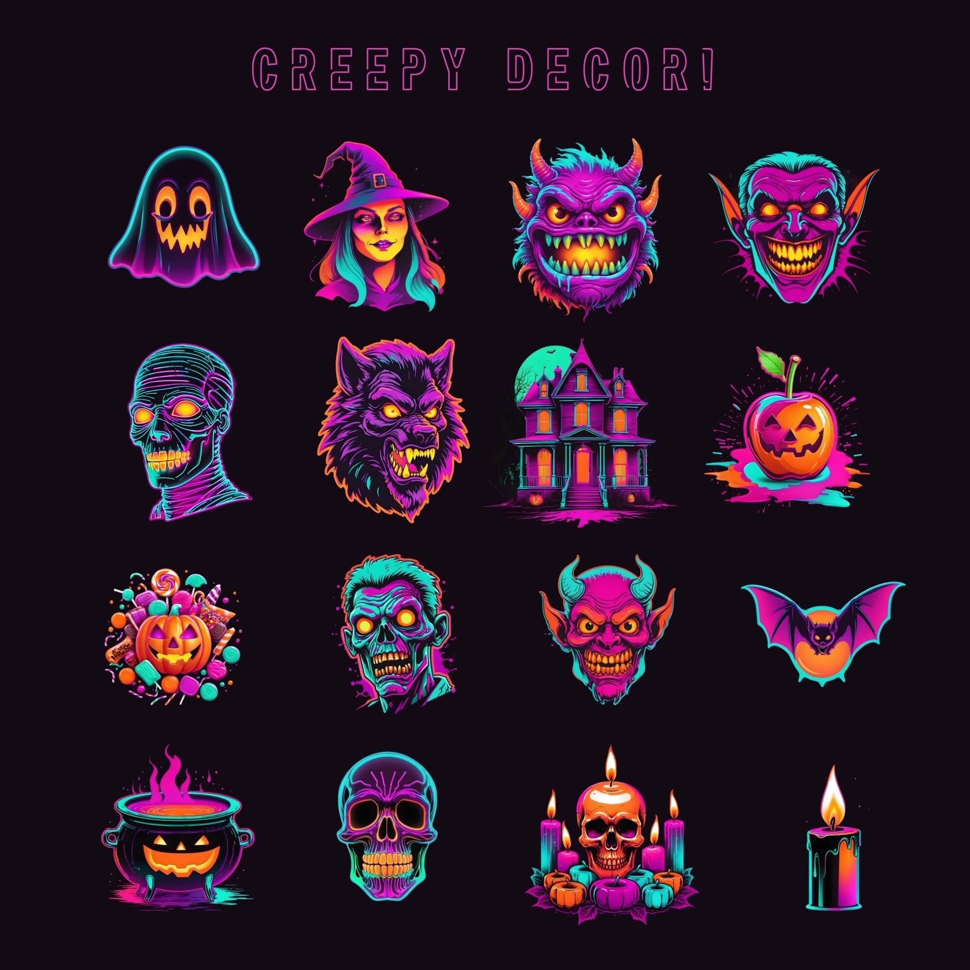 Neon Halloween Clipart - Halloween Ghost Pumpkin Clipart Halloween ...