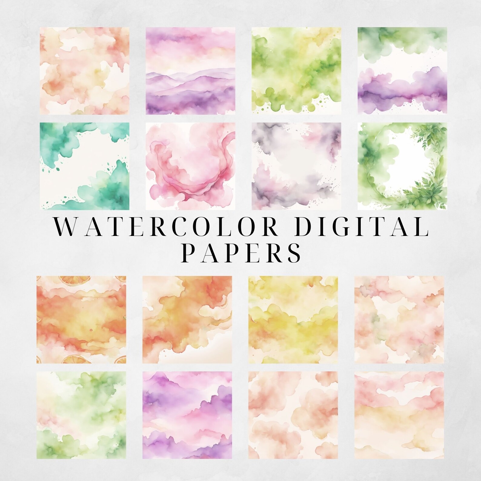 Ombre Watercolor Gradient Digital Papers Watercolor Splash Rainbow ...