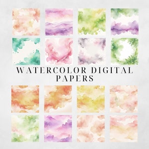 Ombre Watercolor Gradient Digital Papers Watercolor Splash Rainbow ...