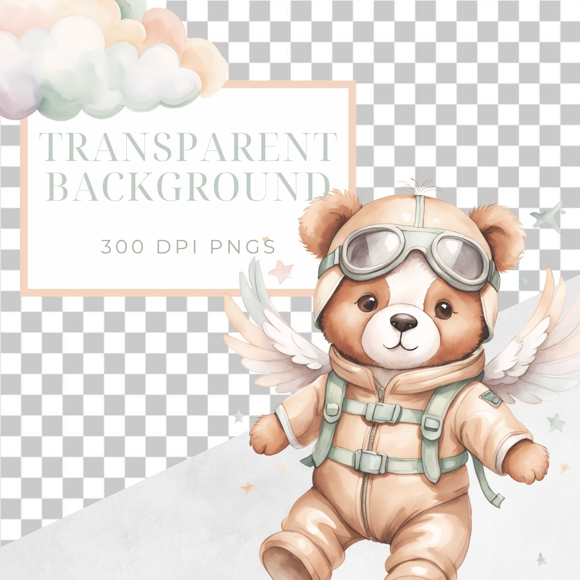 Teddy Bear Flying Teddy Bear Png Cute Illustration Watercolor Bear ...