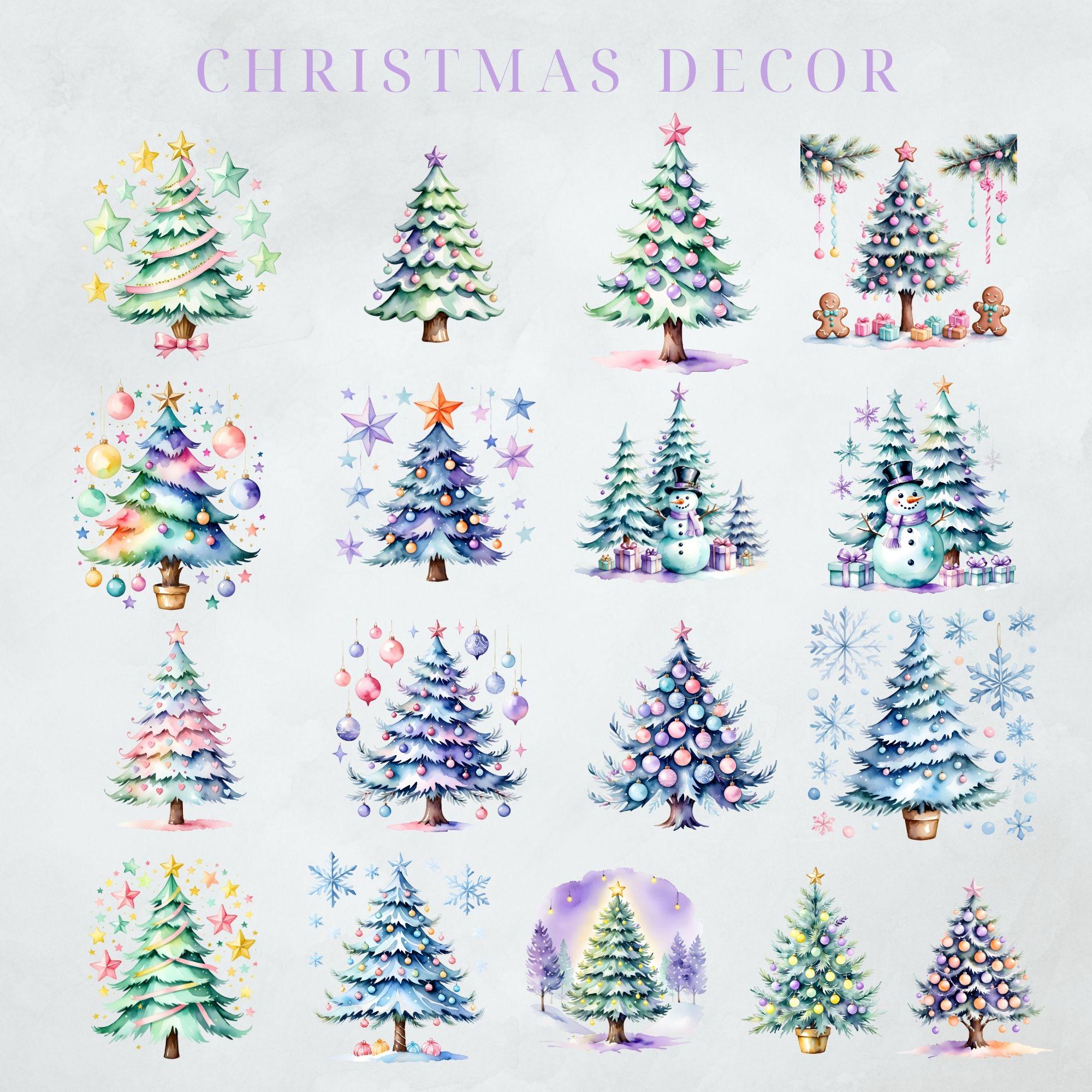 Rainbow Pastel Christmas Tree Clipart Pastel Pink Xmas Pastel Christmas ...
