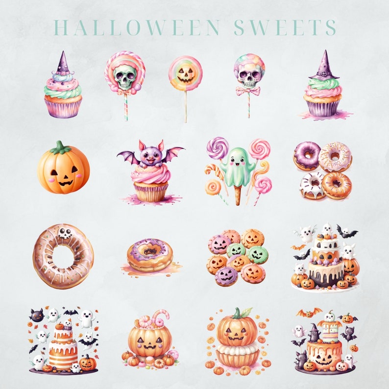 Pastel Halloween Sweets Clipart Cute Halloween Png Candyland Clipart ...