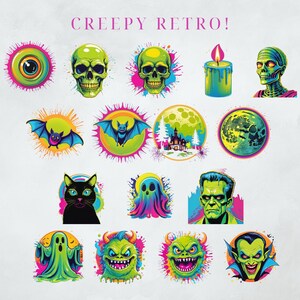 Fluorescent Halloween Clipart - 90's Throwback Halloween Ghost Pumpkin ...