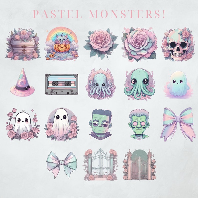 Pastel Goth Clipart Pastel Color Anime Halloween Witchy Occult Gothic ...