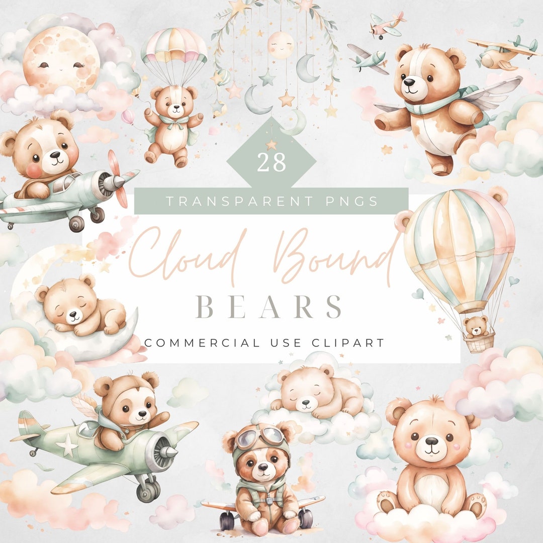Teddy Bear Flying Teddy Bear Png Cute Illustration Watercolor Bear ...