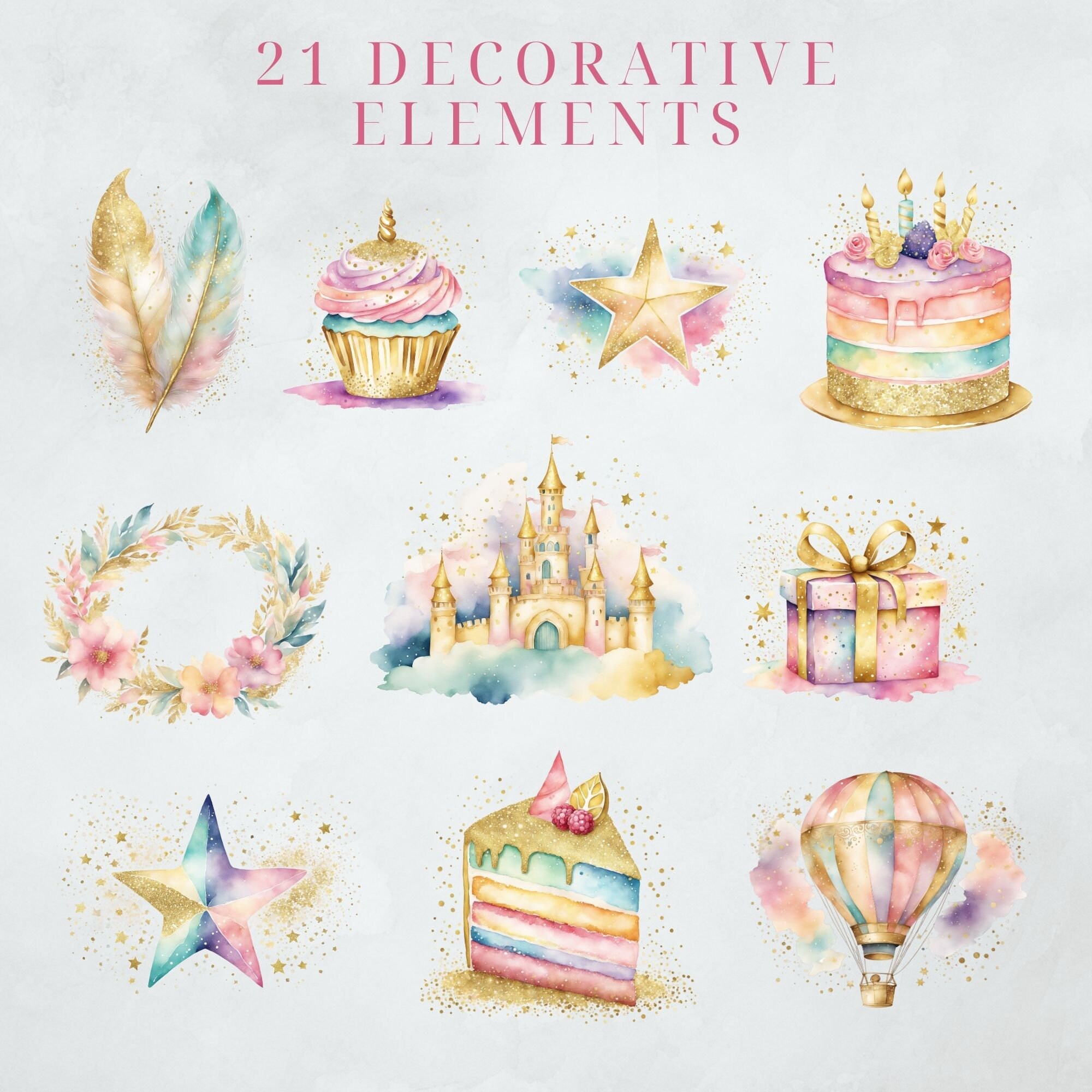 Cute Unicorn Clipart Watercolor Unicorn Glitter Party Clip Art Girls ...