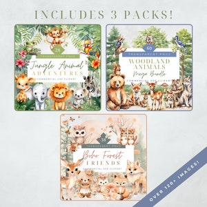 Watercolor Animals Clipart Pack Bundle Woodland Baby Animal Png Cute ...