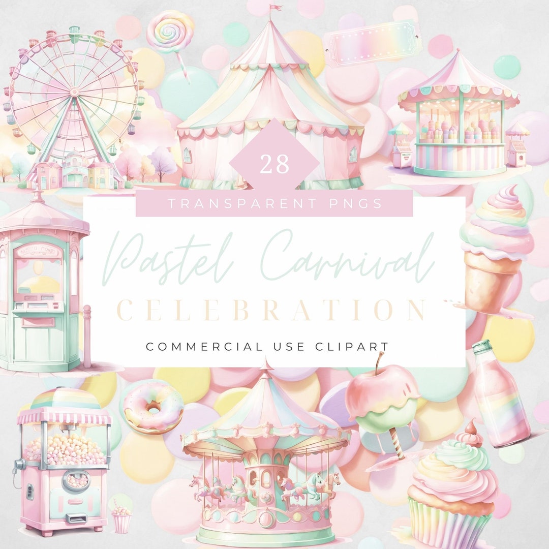 Pastel Candy Carousel Clipart Candy Floss Sweets Clipart Candyland ...