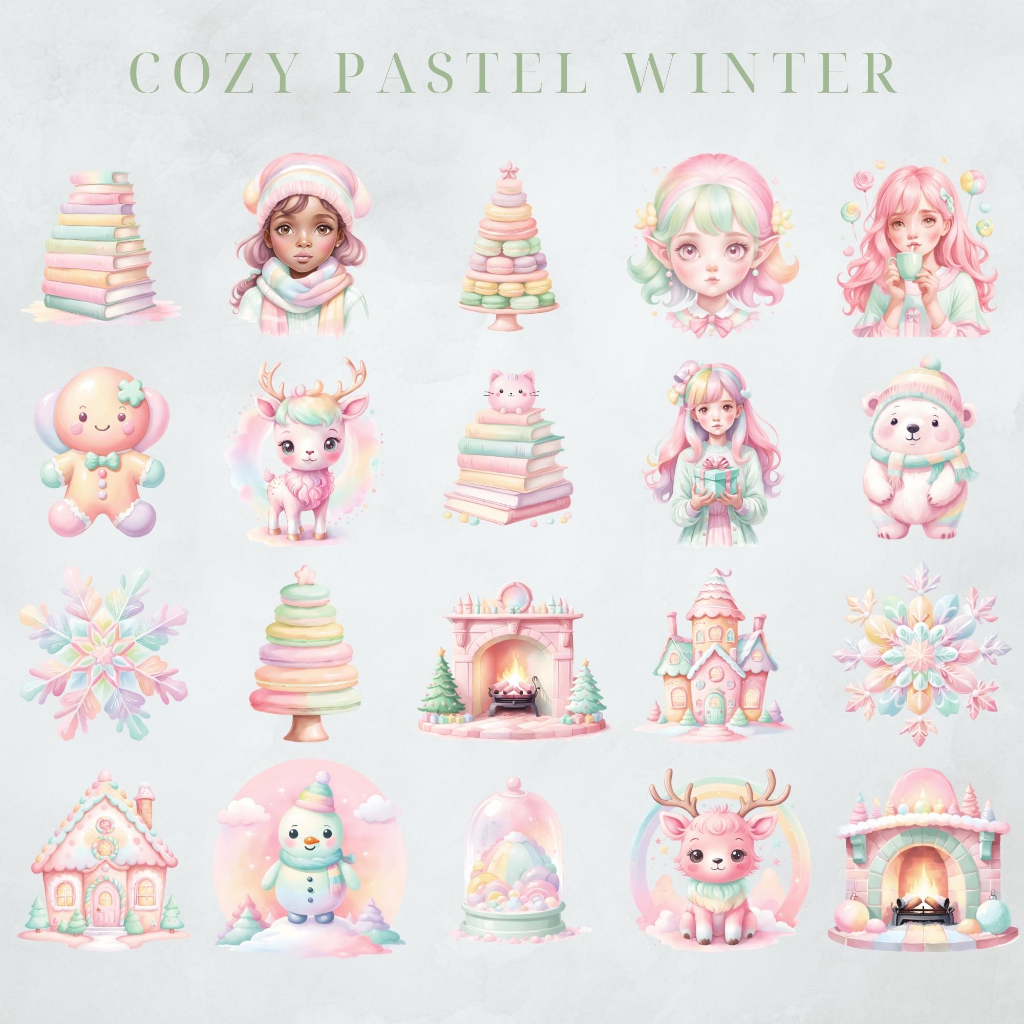 Watercolor Pastel Cozy Winter Clipart Christmas Mega Bundle Candyland ...
