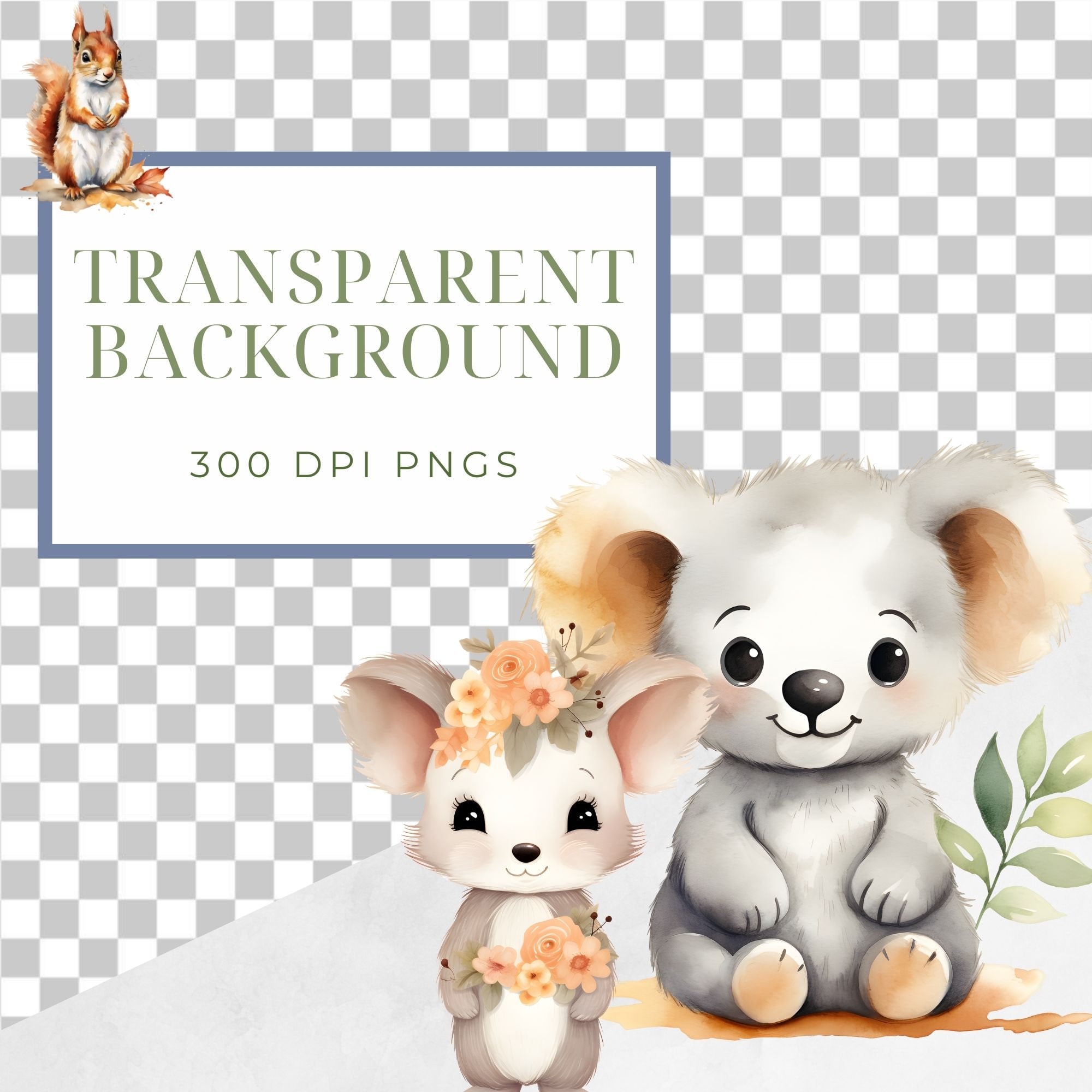 Watercolor Animals Clipart Pack Bundle Woodland Baby Animal Png Cute ...